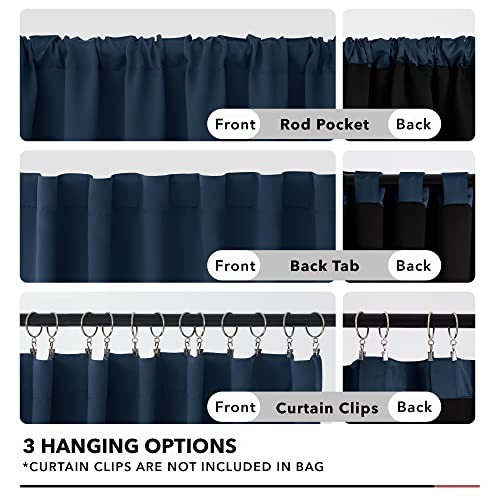 Deconovo Blackout Curtains for Bedroom, Back Tab Curtains with Black Liner, Thermal Insulated Drapes, Noise Cancelling Drapes for Living Room, Navy, 52W x 84L Inch, 2 Panels