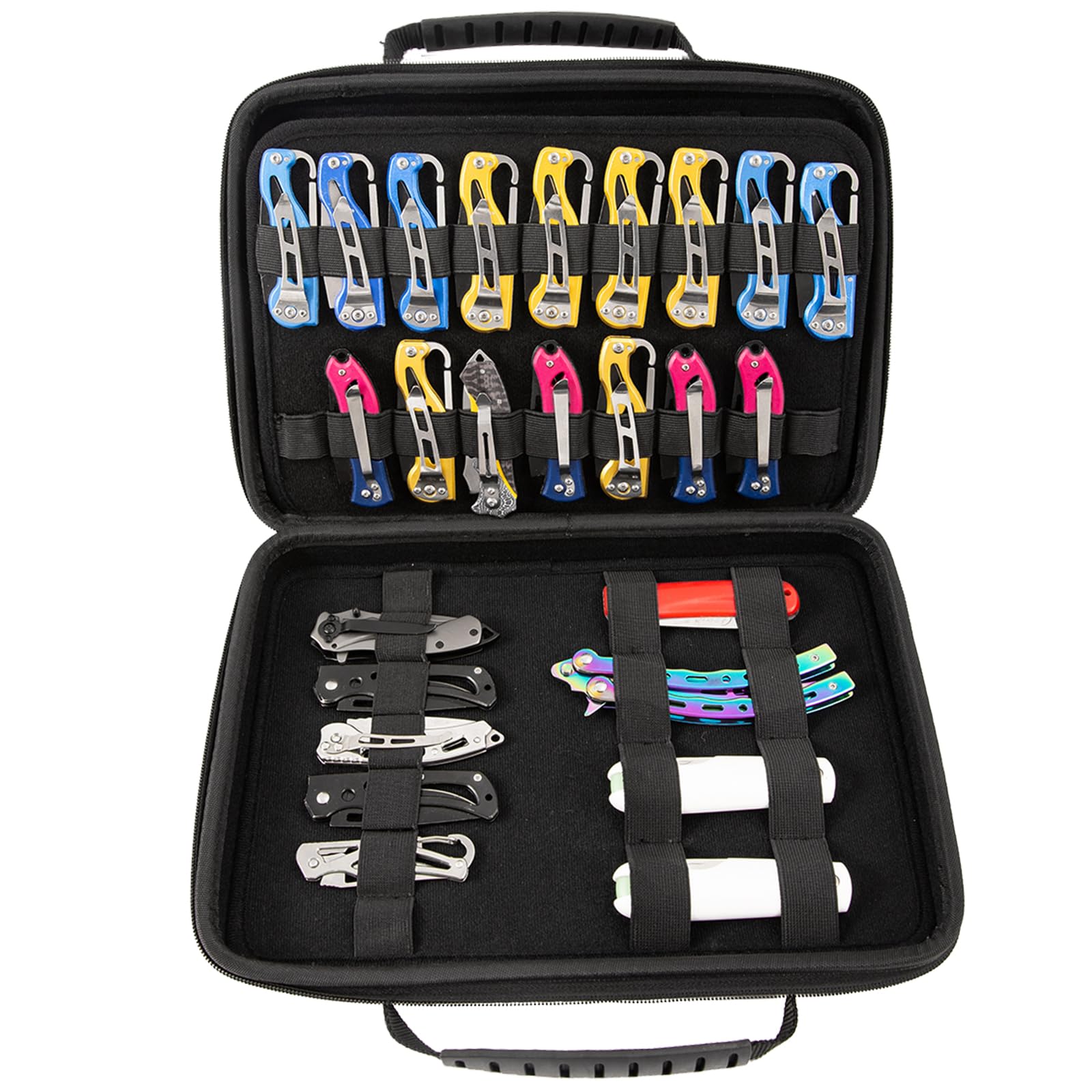 QEES Knife Display Case,62 Slots Knife Case,Knife Storage,Butterfly Knives Storage Organizer,Pocket Knives Collection Protector Butterfly Knives Case For Survival Tactical Outdoor EDC Mini Knife