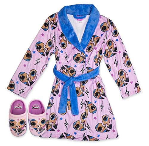 L.O.L. Surprise! OMG Robe with Slippers,LOL OMG Bathrobe Pajama Set,Girls size 10/12