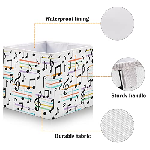 Kigai Music Notes Cube Storage Bins - 11x11x11 in Large Foldable Cubes Organizer Storage Basket for Home Office, Nursery, Shelf, Closet