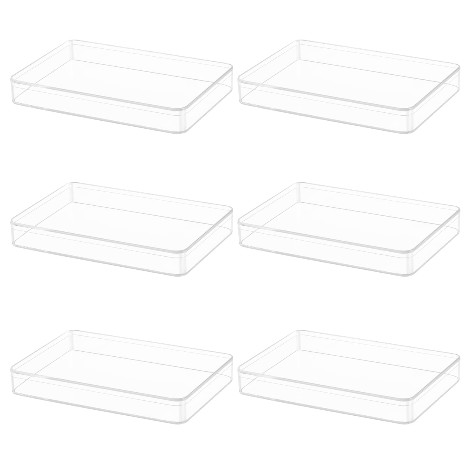 Clear Acrylic Square Cube Plastic , Worasign 6 Pack Plastic square cube containers with Lid Plastic Storage Boxes 7x4.7x1 Inches for Candy Pill ,Tiny Jewelry Beads, Coins, and findings, Craft Supplies, Sewing