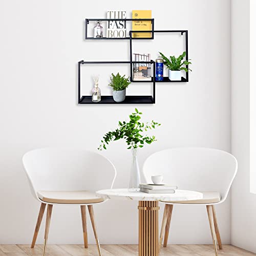 3 Tiered Wall Shelf – Floating Shelf Wall Mounted for Living Room, Bedroom, Bathroom, Kitchen – Wall Display Bookshelf - Storage Rack for Organization and Scandinavian Décor (Modern)