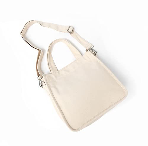 Jeelow Small Canvas Tote Handbag Bag Purse For Women Girl (Beige Original)