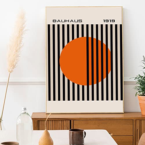Bauhaus Wall Art Orange Boho Canvas Wall Art Orange Mid Century Modern Art Minimalist Geometric Wall Decor Neutral Boho Artwork Orange Geometric Wall Art Abstract Boho Wall Art Print 16x24in Frameless