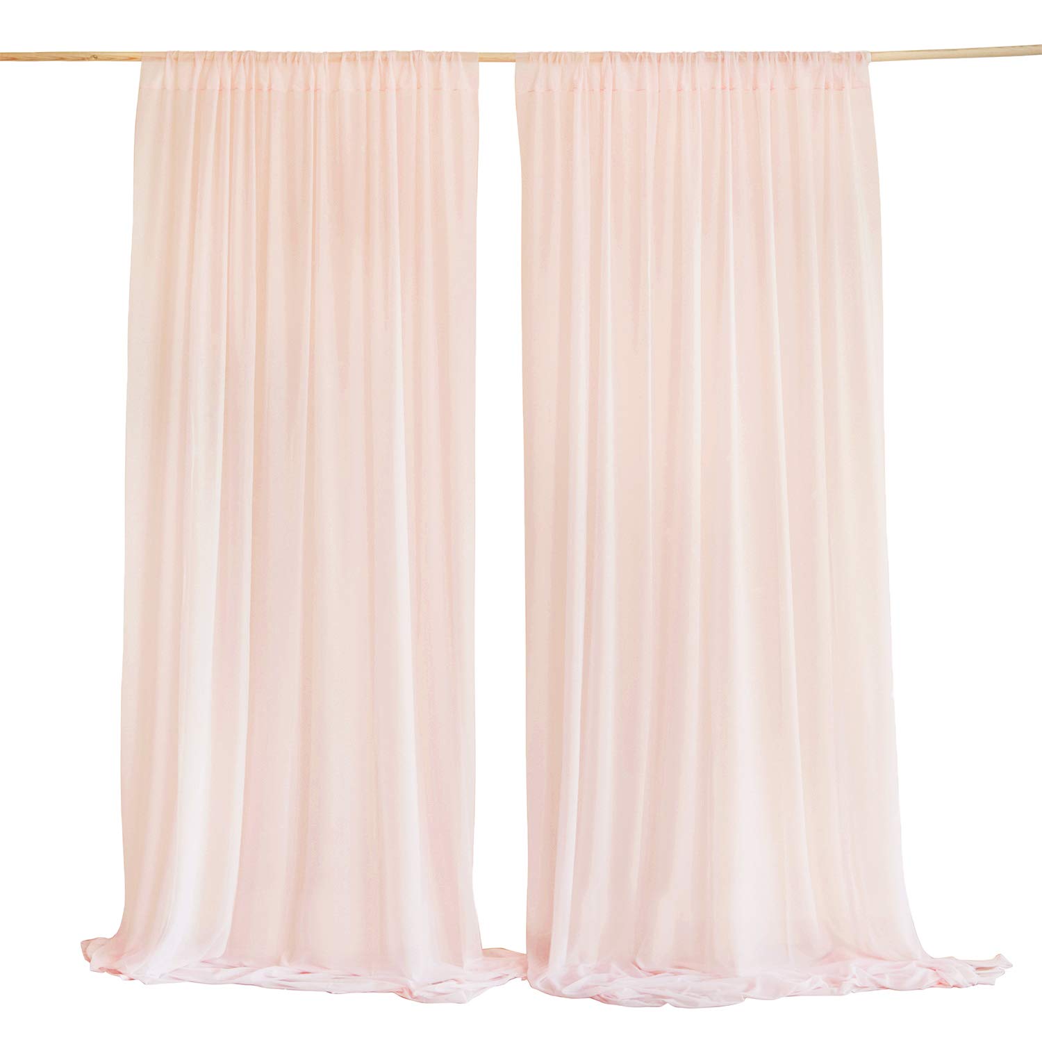 Ling's Moment 5ft x 10ft 2 Panels Backdrop Curtains with Silver Sparkle Wrinkle-Free 50% Transparency Chiffon Like Fabric Drapes for Wedding Arch Party Stage Decoration Blush Two Pages Curtains