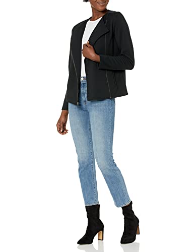 The Drop Women's @caralynmirand Long Sleeve Knit Moto Jacket, Black, M