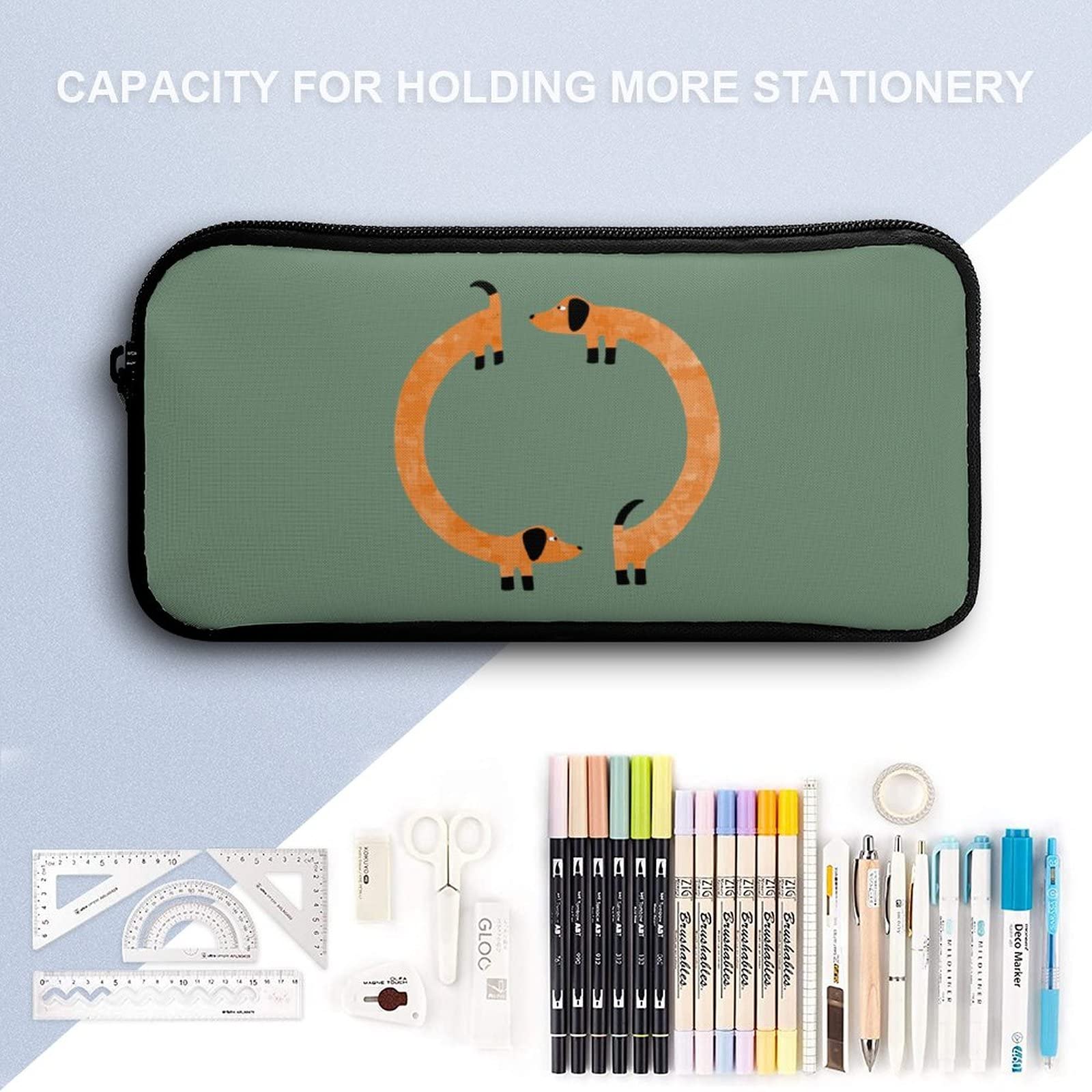 Dachshund Sausage Dogs Pencil Case Pencil Pouch Coin Pouch Cosmetic Bag Office Stationery Organizer