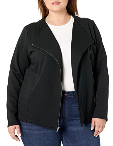 The Drop Women's @caralynmirand Long Sleeve Knit Moto Jacket, Black, M
