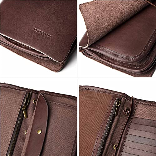 ZUOYOUZ Womens Wallet Leather Card Holder Wallet, Large Capacity Ladies Wallet, Soft Clutch Purse Wallet for Women Dark Brown