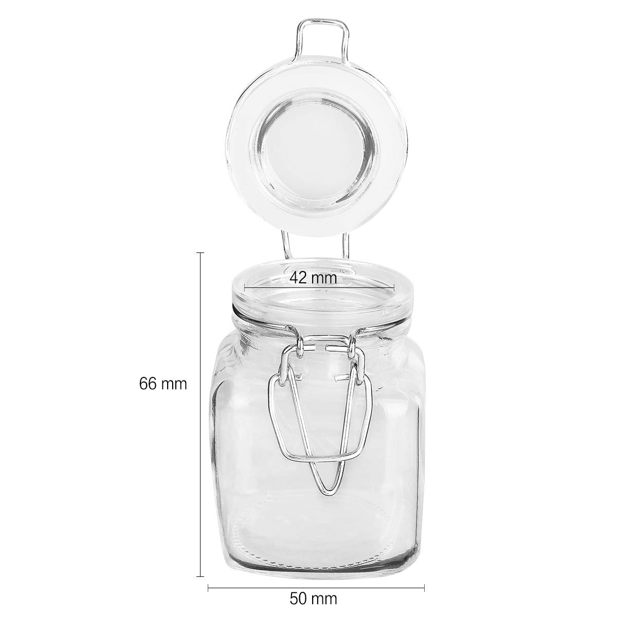 Glass Jars With Lids, KAMOTA 30 pack of 3.5 oz small glass jars for storage spice herbal condiments with leak-proof rubber gaskets and airtight hinged lids, 280 labels and 2 silicone funnels