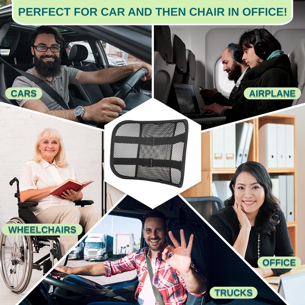 Lumbar Support with Breathable Mesh Layers and Double Sturdy Adjustable Straps, Comfortable Ergonomic Backrest for Office Chair and Car Driver Seat, Posture Cushion and Lower Back Support Pain Relief