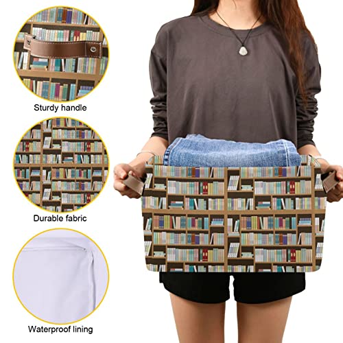 ALAZA Bookshelves Book Foldable Storage Box Storage Basket Organizer Bins with Handles for Shelf Closet Living Room Bedroom Home Office 1 Pack