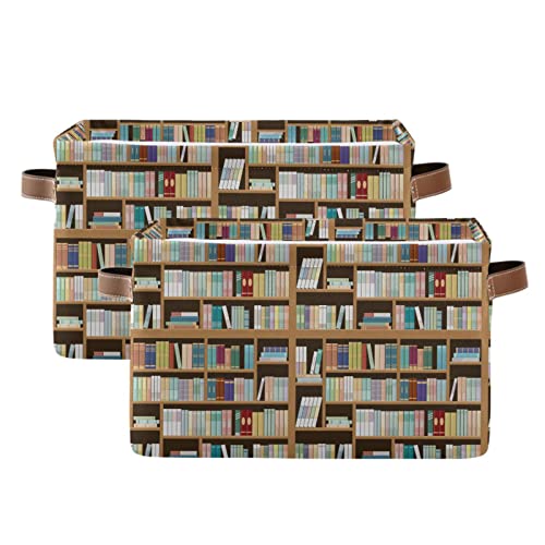 ALAZA Bookshelves Book Foldable Storage Box Storage Basket Organizer Bins with Handles for Shelf Closet Living Room Bedroom Home Office 1 Pack