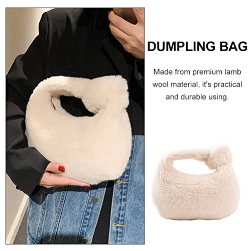 Faux Fur Bag Fashion Plush Dumpling Bag Fluffy Purse Shearling Handbag for Women