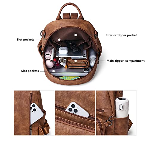 YIQUN Backpack Purse for Women, Leather Purse Backpack Shoulder Bag Designer women backpack Travel Backpack with Belt Bag