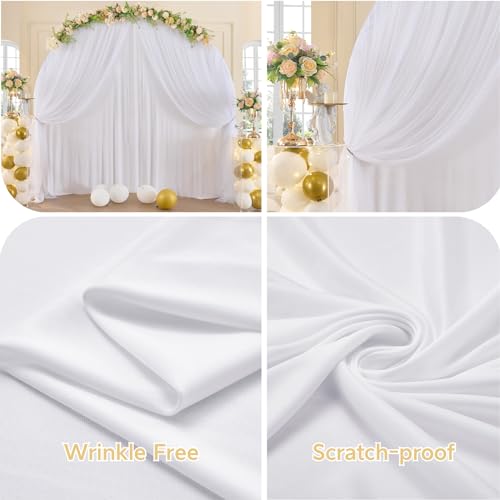 6.5FT White Round Backdrop Cover with Tulle for 6.0/6.5ft Circle Background Stand Photography Wrinkle-Free for Birthday Party Baby Shower Wedding Decorations