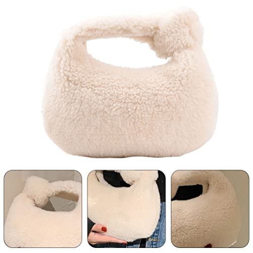 Faux Fur Bag Fashion Plush Dumpling Bag Fluffy Purse Shearling Handbag for Women