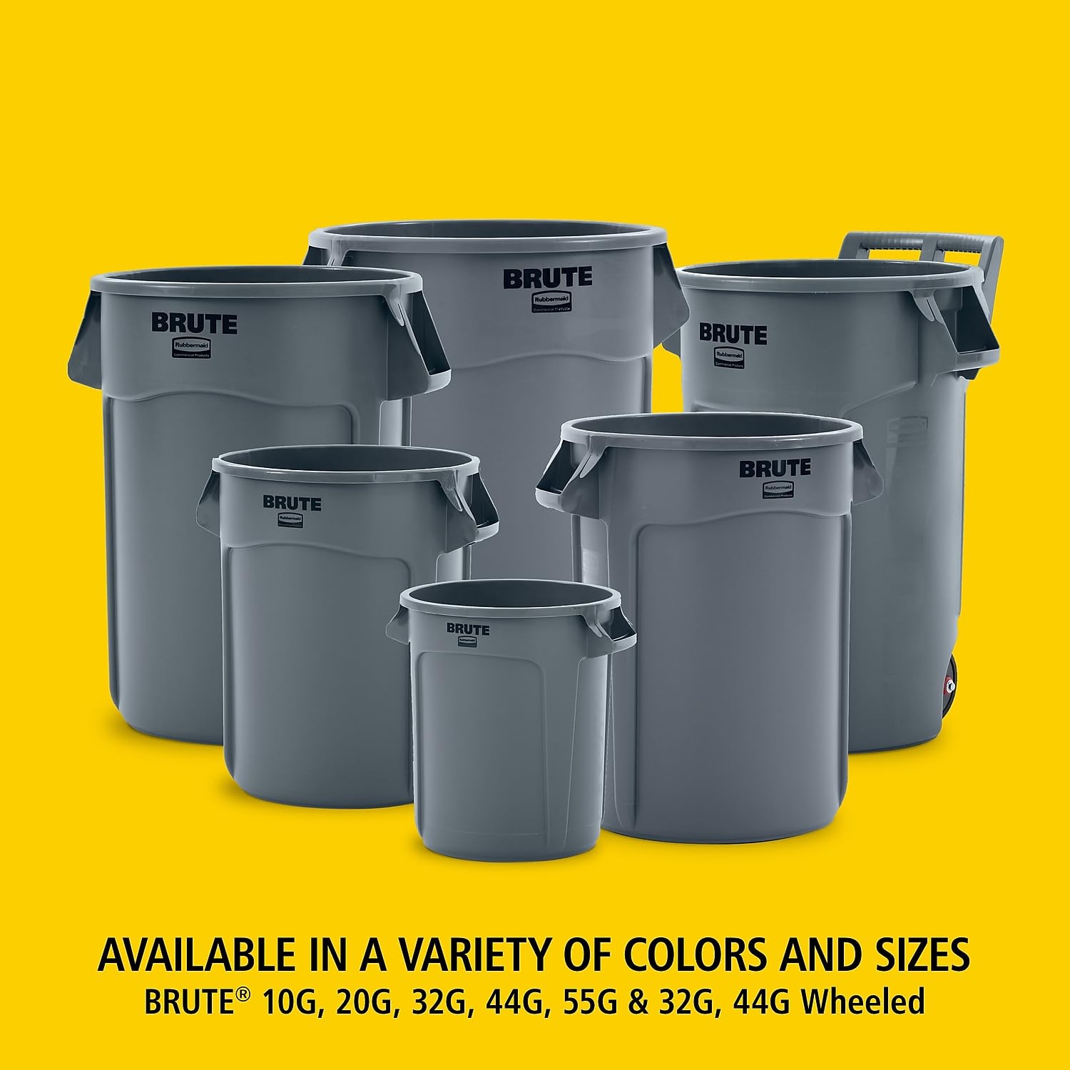 Rubbermaid Commercial 265500Gy Round Brute Container Plastic 55 Gal Gray