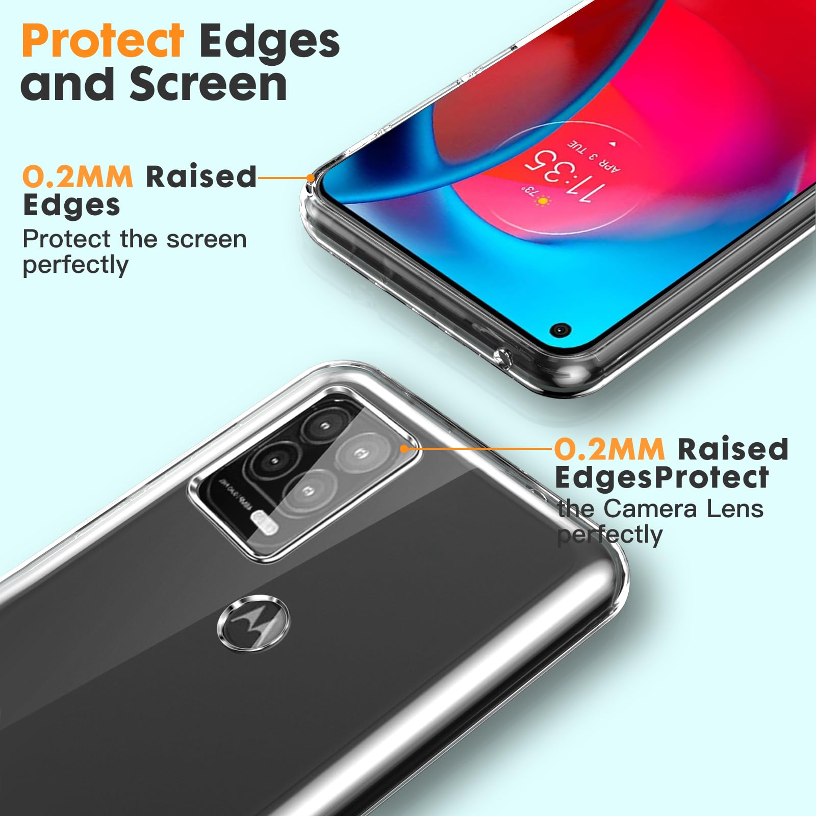 Oududianzi Case for Moto G Stylus 5G 2021 with Screen Protector,Non-Yellowing Shockproof Bumper Protective Phone Cover, Anti-Scratch Soft TPU Back(Transparent)