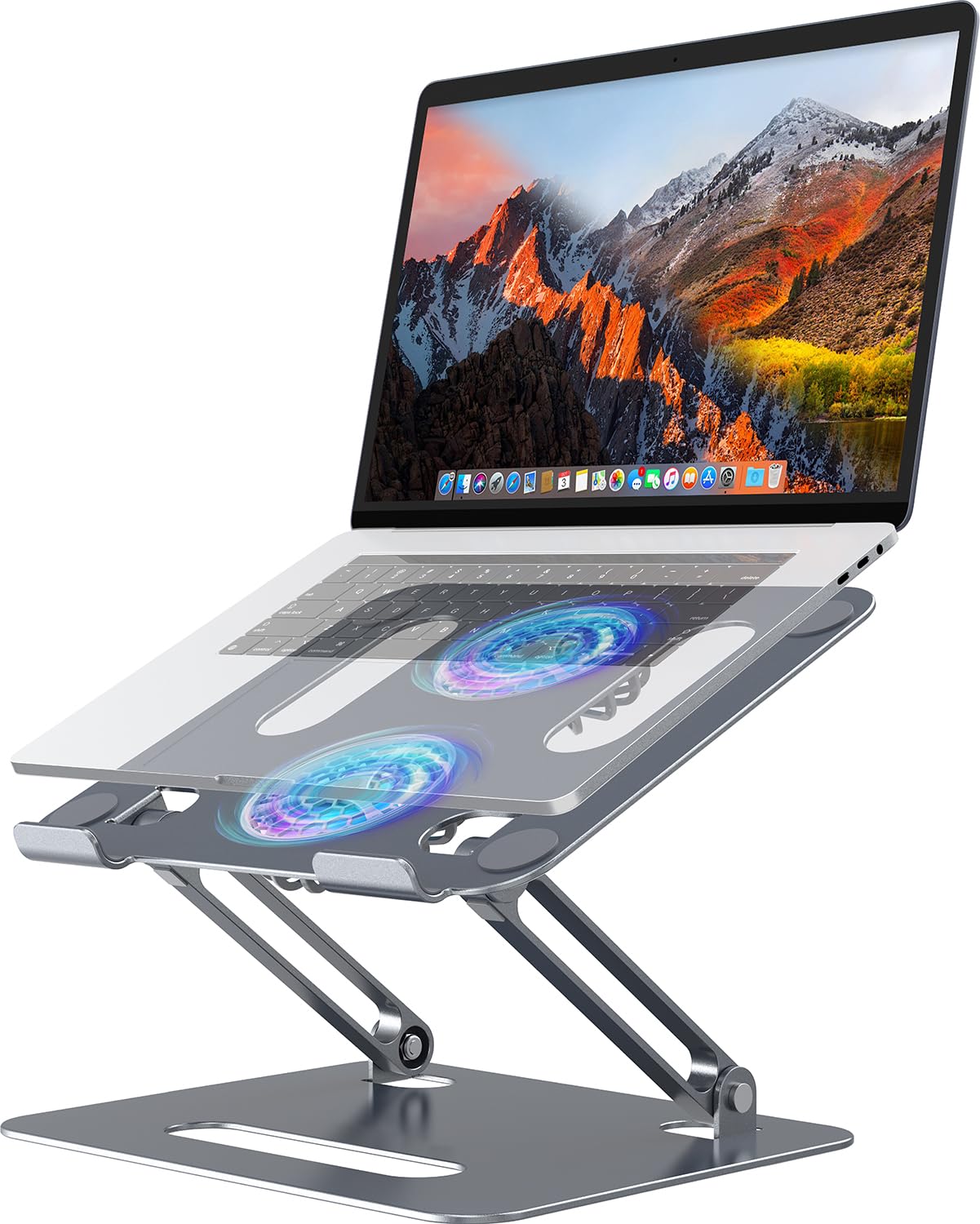 Laptop Cooling Stand Aluminum Alloy Rotating Bracket,360 Degree Rotation,Adjustable Ergonomic Portable Aluminum Laptop Holder,Foldable Computer Stand Riser Compatible with 9-15.6 inch Laptop,Silvery