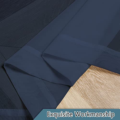 Lecloud Window Treatment Sheer Curtains 120 Inches Long, Basic Rod Pocket Drapes for Living Room Bedroom, Semi Sheer Voile Curtain Panels for Yard Patio Villa Parlor Backdrop, 40" Wx120 L, Navy Blue