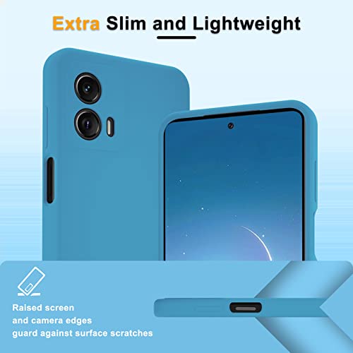 YENAPOON for Motorola Moto G 5G 2023 Case, Silicone Phone Case with 2 Screen Protector, Soft Anti-Scratch Microfiber Lining, Full Body Shockproof Slim Cover, Blue