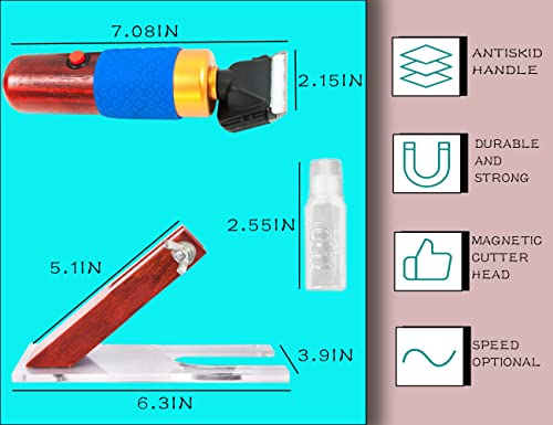 Carpet Trimmer with Shearing Guide, Electric Speed Adjustable Rug Tufting Carver Clippers, Electric Rug Shears Carpet Carving Tool for Handmade Rug Clean and Tufted Rug(with Stand Base and 2 Blades)