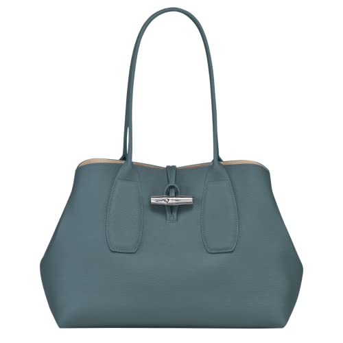 Longchamp 'Roseau' Leather Shoulder Tote Handbag, Blue