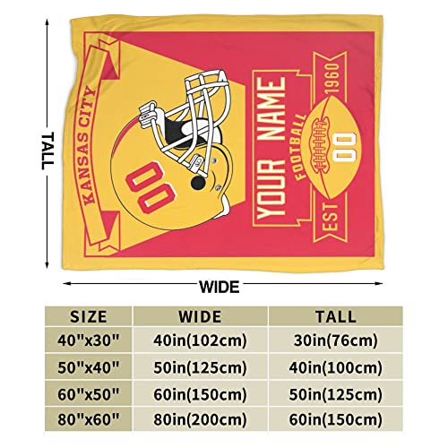 SEAGGS Custom Football Blanket for Men Personalized Fans Gifts Add Name and Number, 40" x 50", 50" x 60", 80" x 60"