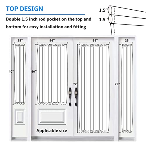 Front Door Curtains for Window, Christmas French Door Curtains Glass Door Window Curtain Back Door Curtain for Patio Front Doors Half 54W x 72L Cold Winter Snowflakes Blue Backdrop