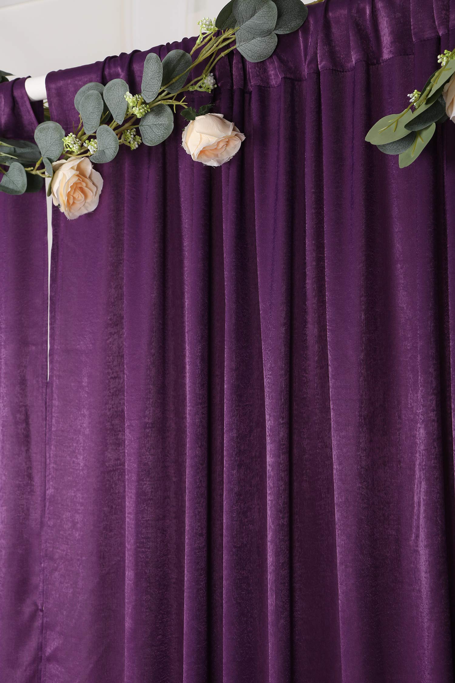 SHERWAY 9.6 Feet x 10 Feet Purple Silky Soft Curtain Wedding Backdrop Drapes, Slightly Shiny Satiny Window Curtains for Party Ceremony Decoration