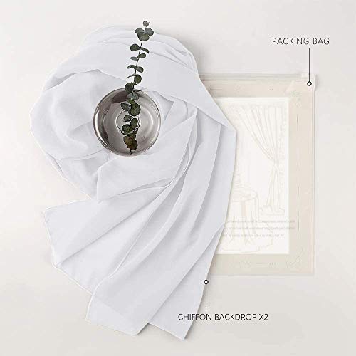 B-COOL White Sheer Backdrop Curtain 10ft by 8ft Chiffon Backdrop Drapes Panels Perfect for Romantic Wedding Decorations