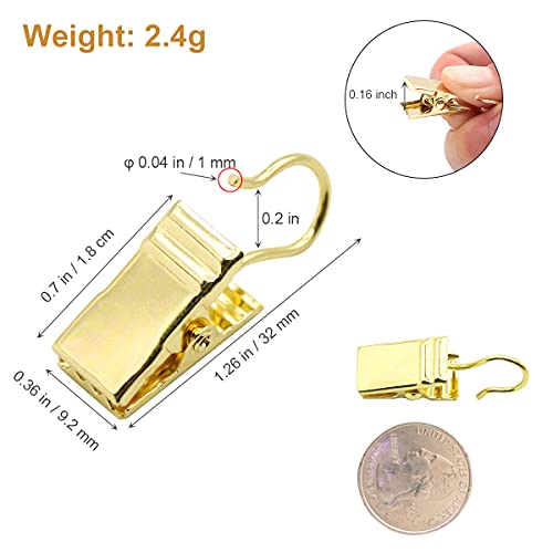Coideal Small Curtain Clips Gold - 100 Pack Stainless Steel Curtain Hooks for Hanging Party String Lights Indoor, Art Crafts, Christmas Wedding Decoration (Light Gold)