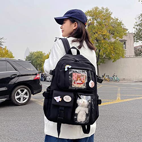 Women Backpack Multi-Pocket Nylon Girls Schoolbag Kawaii Girl Travel Student Bag