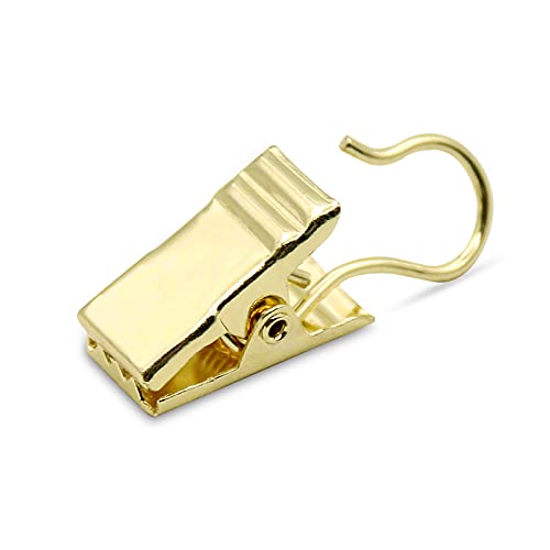 Coideal Small Curtain Clips Gold - 100 Pack Stainless Steel Curtain Hooks for Hanging Party String Lights Indoor, Art Crafts, Christmas Wedding Decoration (Light Gold)