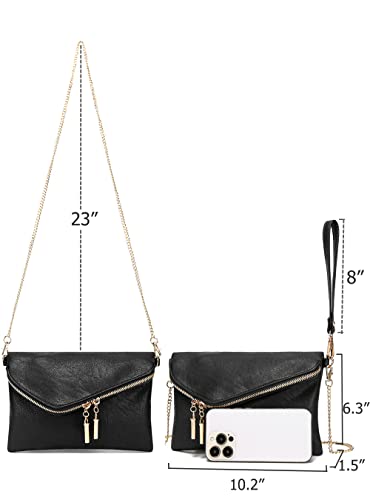 YIKOEE Envelope Clutch Purses for Women Wristlet Evening Clucth with Chain