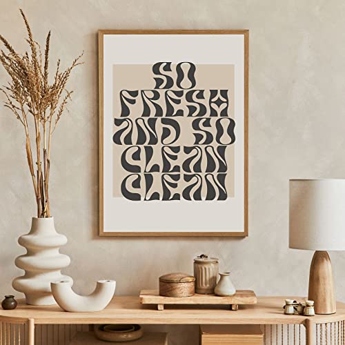 So Fresh and So Clean Clean Canvas Matisse Prints Modern Typography Wall Art Abstract Wall Art Prints Boho Paintings Black and Brown Abstract Wall Art Neutral Contemporary Wall Art 16x24inch Frameless