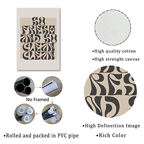 So Fresh and So Clean Clean Canvas Matisse Prints Modern Typography Wall Art Abstract Wall Art Prints Boho Paintings Black and Brown Abstract Wall Art Neutral Contemporary Wall Art 16x24inch Frameless