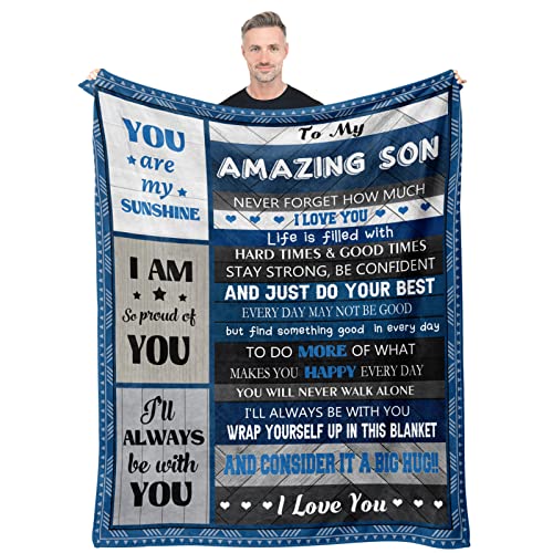 Gifts for Son, Son Gifts Blanket, Gifts for Son from Mom, Gift for Son, to My Son Birthday Gifts, Birthday Graduation Gifts for Son, Gifts for Adult Son, Gifts for Grown Son Throw Blanket 60"X 50"
