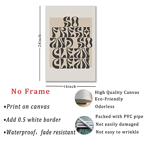 So Fresh and So Clean Clean Canvas Matisse Prints Modern Typography Wall Art Abstract Wall Art Prints Boho Paintings Black and Brown Abstract Wall Art Neutral Contemporary Wall Art 16x24inch Frameless
