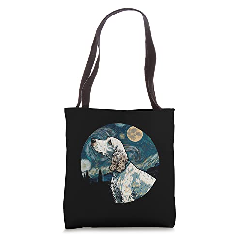 English Setter Starry Night Painting Dog Mom Dad Tote Bag