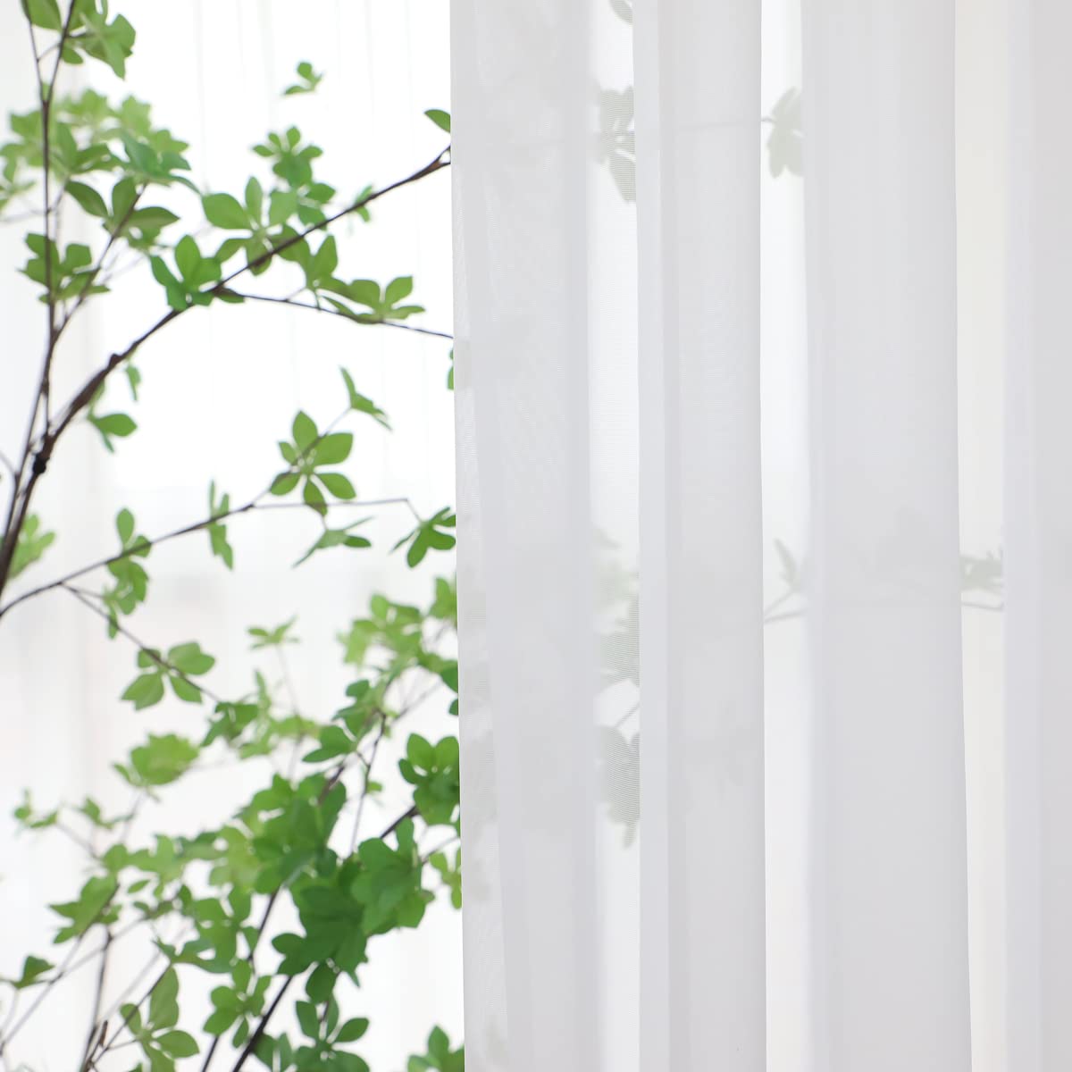 LONGTAI Windows Sheer White Curtains 84 Inches Long 2 Panels White Sheer Curtains Basic Rod Pocket Panel for Bedroom Children Living Room Yard Kitchen (White, 52" W x 84" L | 2 pcs)