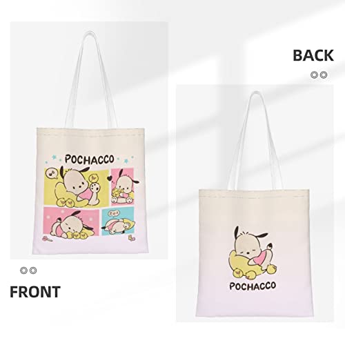 LKUZLOH Anime Canvas Tote Bag for Women Cute Shopping Bag Kawaii Shoulder Handbag Gym Bag For School Work