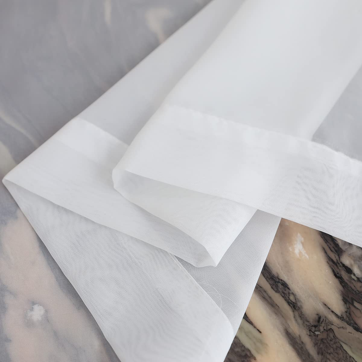 LONGTAI Windows Sheer White Curtains 84 Inches Long 2 Panels White Sheer Curtains Basic Rod Pocket Panel for Bedroom Children Living Room Yard Kitchen (White, 52" W x 84" L | 2 pcs)