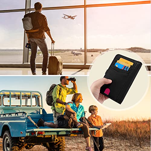 Small Womens Wallet Airtag RFID Blocking Leather – Holds Two Passports for Travel–Compact Bifold Clutch Credit Card Case with ID Window,Wrist Strap - Awesome Anniversary,Birthday Gift Choice - Black
