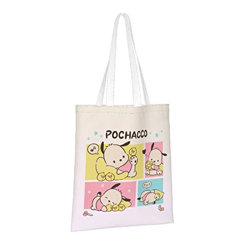 LKUZLOH Anime Canvas Tote Bag for Women Cute Shopping Bag Kawaii Shoulder Handbag Gym Bag For School Work