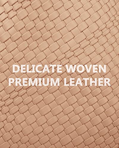Womens Vegan Leather Woven Bag with Purse, Fashion Handmade Beach Tote Bag Top-handle Handbag