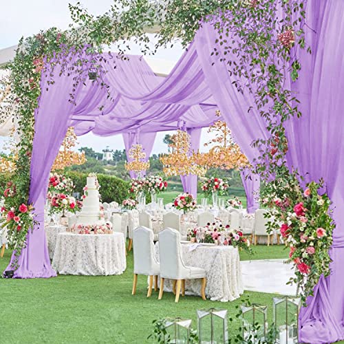 FOTSHARER Lavender Wedding Arch Drapes - 2 Panels, 5x20FT Chiffon Drapes for Backdrop, Bed Canopy, Party Tent