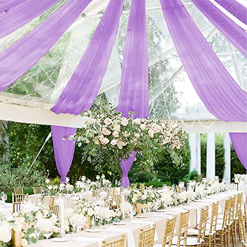 FOTSHARER Lavender Wedding Arch Drapes - 2 Panels, 5x20FT Chiffon Drapes for Backdrop, Bed Canopy, Party Tent