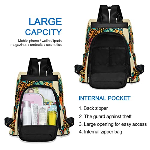 Jucciaco African Map Ethnic Backpack Purse for Women Travel Shoulder Bag Casual Lightweight Backpack for Women